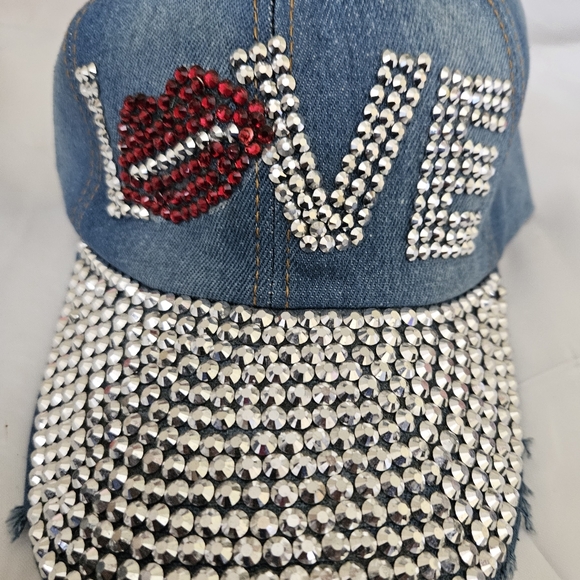 Accessories | Rhinestone Love Kiss Baseball Cap | Poshmark
